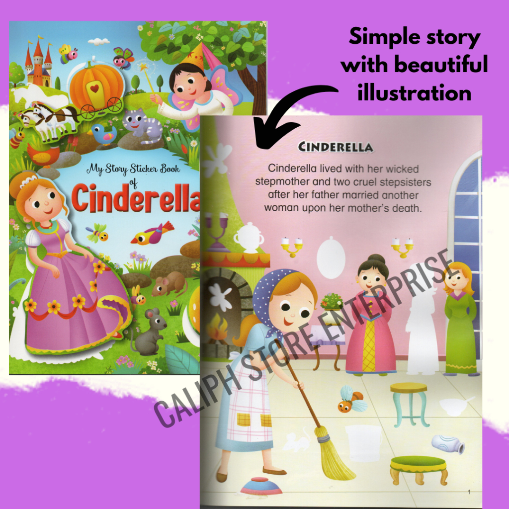 My Story Sticker Books Beautiful Illustration Sticker Cinderella Bambi ...
