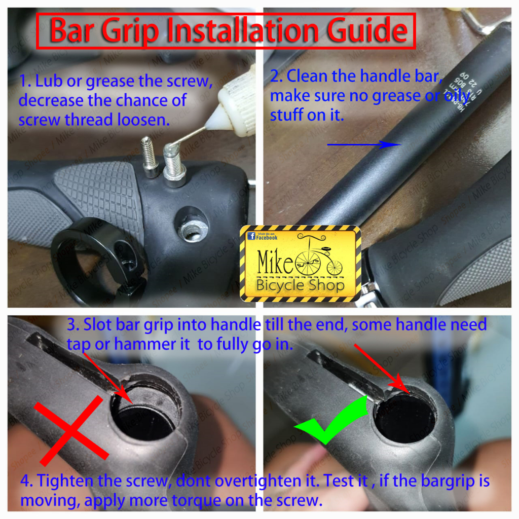 Ergonomic Grip Handlebar Grips Bar End Mount Clamp Rubber Road Cycling ...