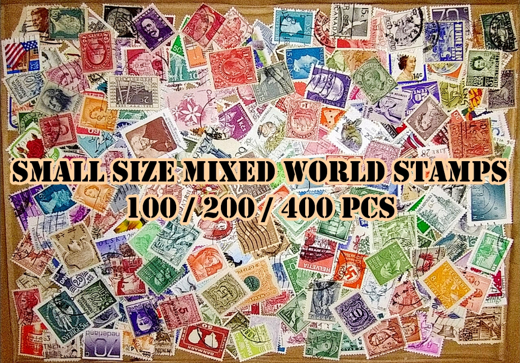 100 / 200 / 400 PCS Small Size World Stamps Mixed Used and Mint Lots ...