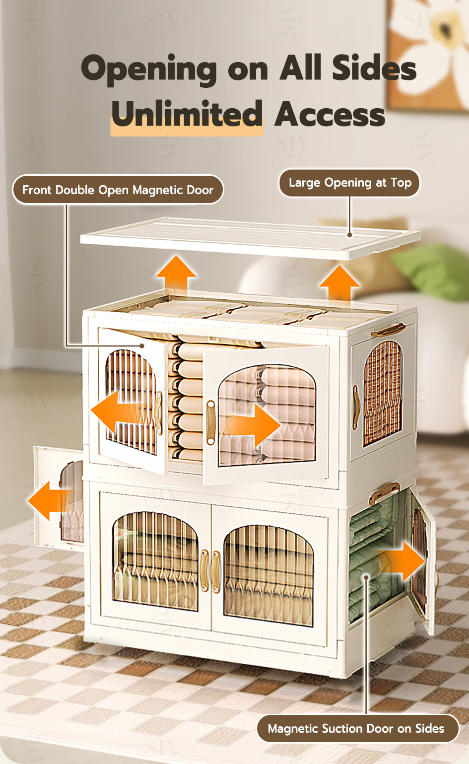 SIV Foldable Storage Box Organizer Folding Plastic Clothes Cabinet ...