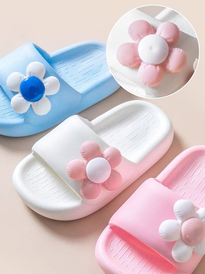 BCT-Cute Sun Flower Soft Bottom Cotton Girl Slipper Sandal Kasut Budak ...