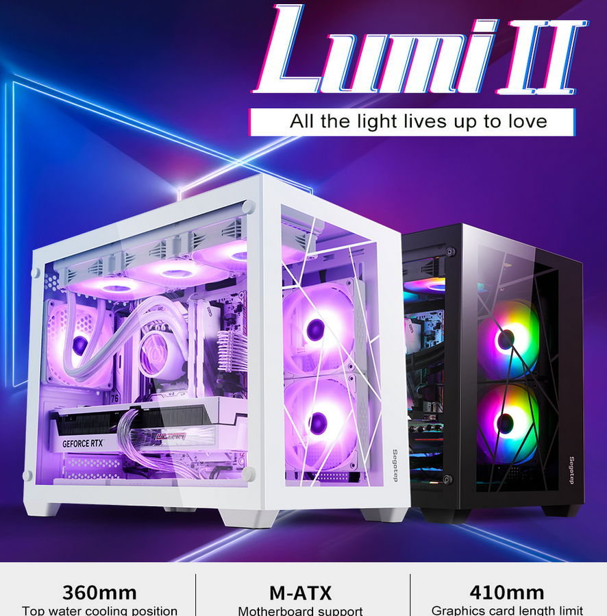 SEGOTEP LUMI II 3 ARGB 12cm Fan & LUMI 3T 6 ARGB 12cm Fan M-ATX PC ...