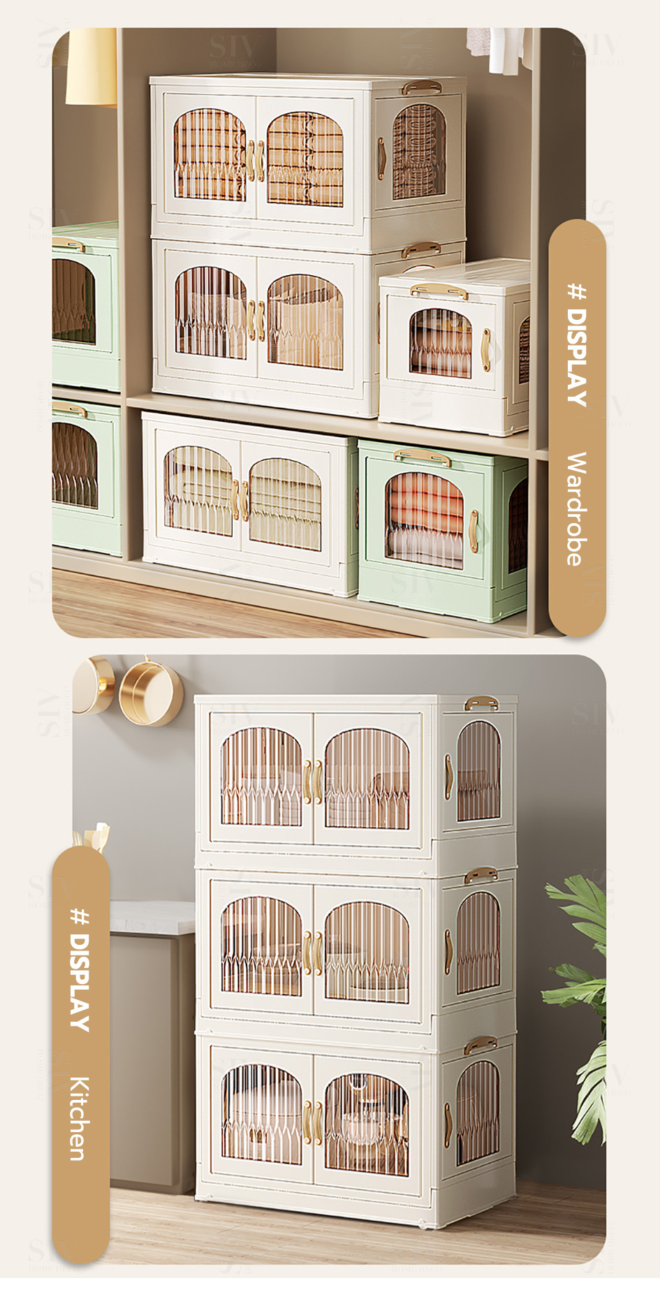 SIV Foldable Storage Box Organizer Folding Plastic Clothes Cabinet ...