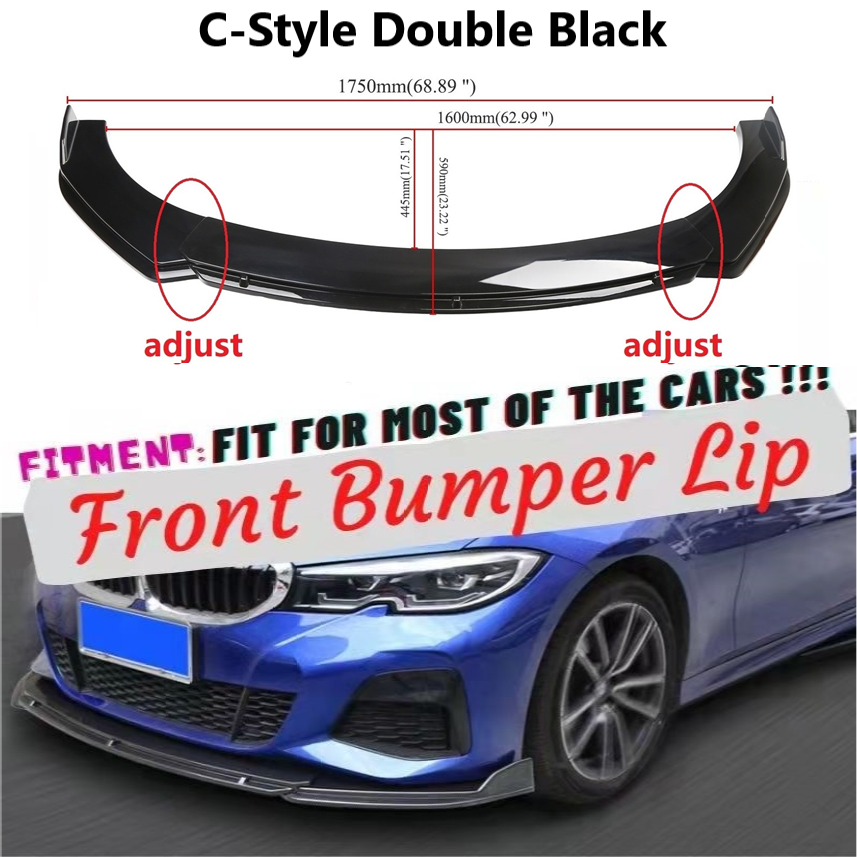 Car LIPS Double Layer Universal FRONT BUMPER DIFFUSER LIP (Fit All Car ...