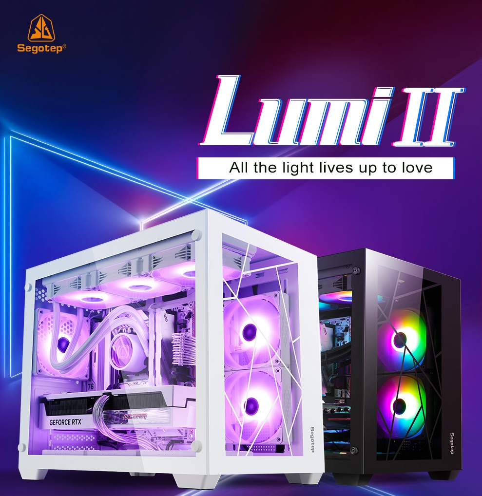 Segotep Lumi II M-ATX Gaming Casing With 3 ARGB Fan - Black/White ...