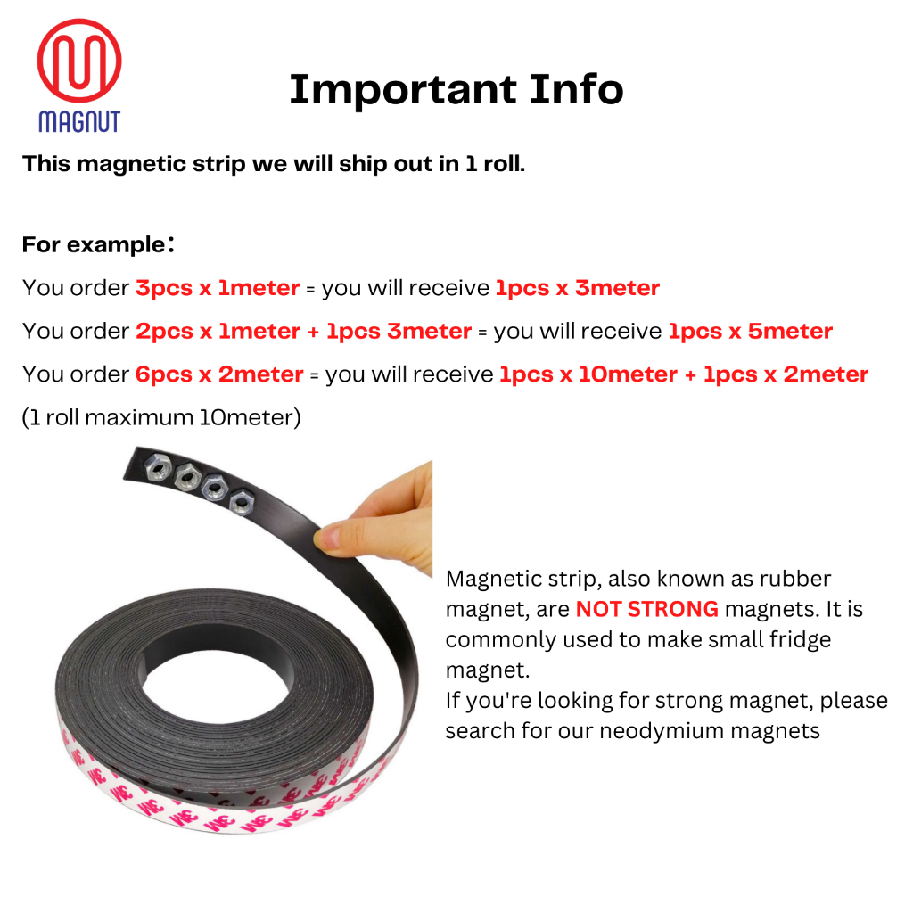 1meter * 20mm / thickness: 2mm self Adhesive Flexible Magnetic Bar ...