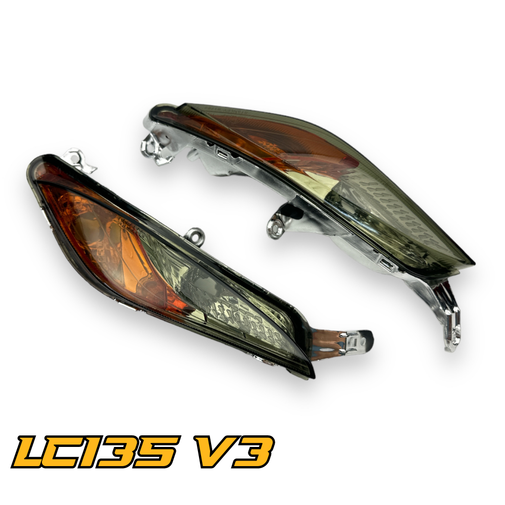 LC135 FRONT SIGNAL SET SMOKE TINTED SIGNAL DEPAN FRONT SIGNAL LAMP SIGNAL LIGHT LC 135 135LC V1 ...