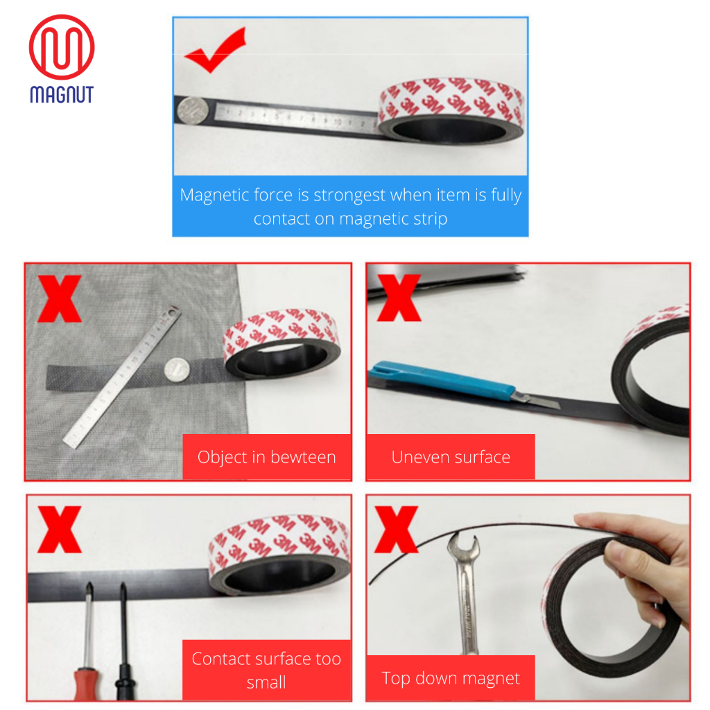 1 meter * 15mm / thickness: 2mm - self adhensive Flexible magnetic Bar ...