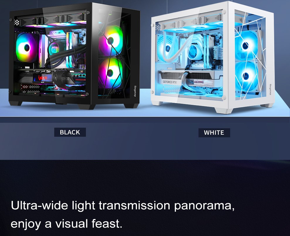 Segotep Lumi II M-ATX Gaming Casing With 3 ARGB Fan - Black/White ...