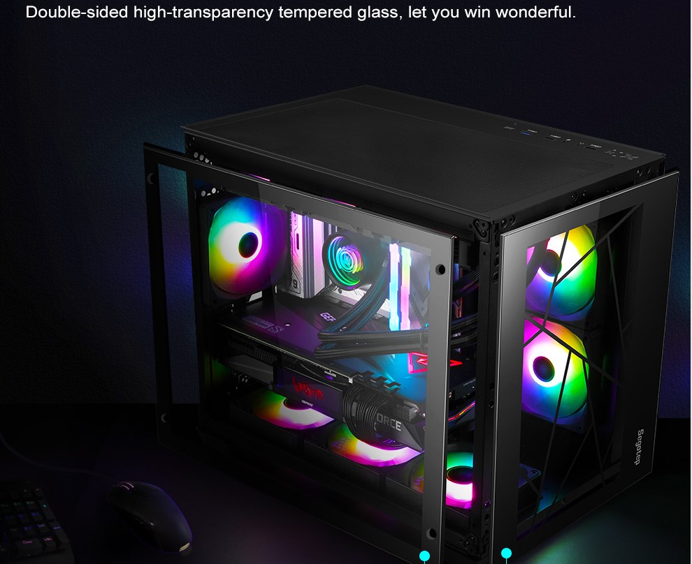 Segotep Lumi II M-ATX Gaming Casing With 3 ARGB Fan - Black/White ...