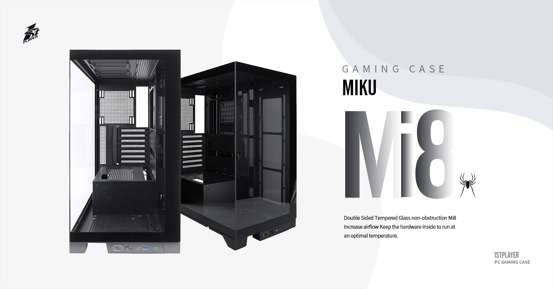 1st Player MIKU Mi8 Black Standard ATX Side Tempered Glass PC Gaming ...