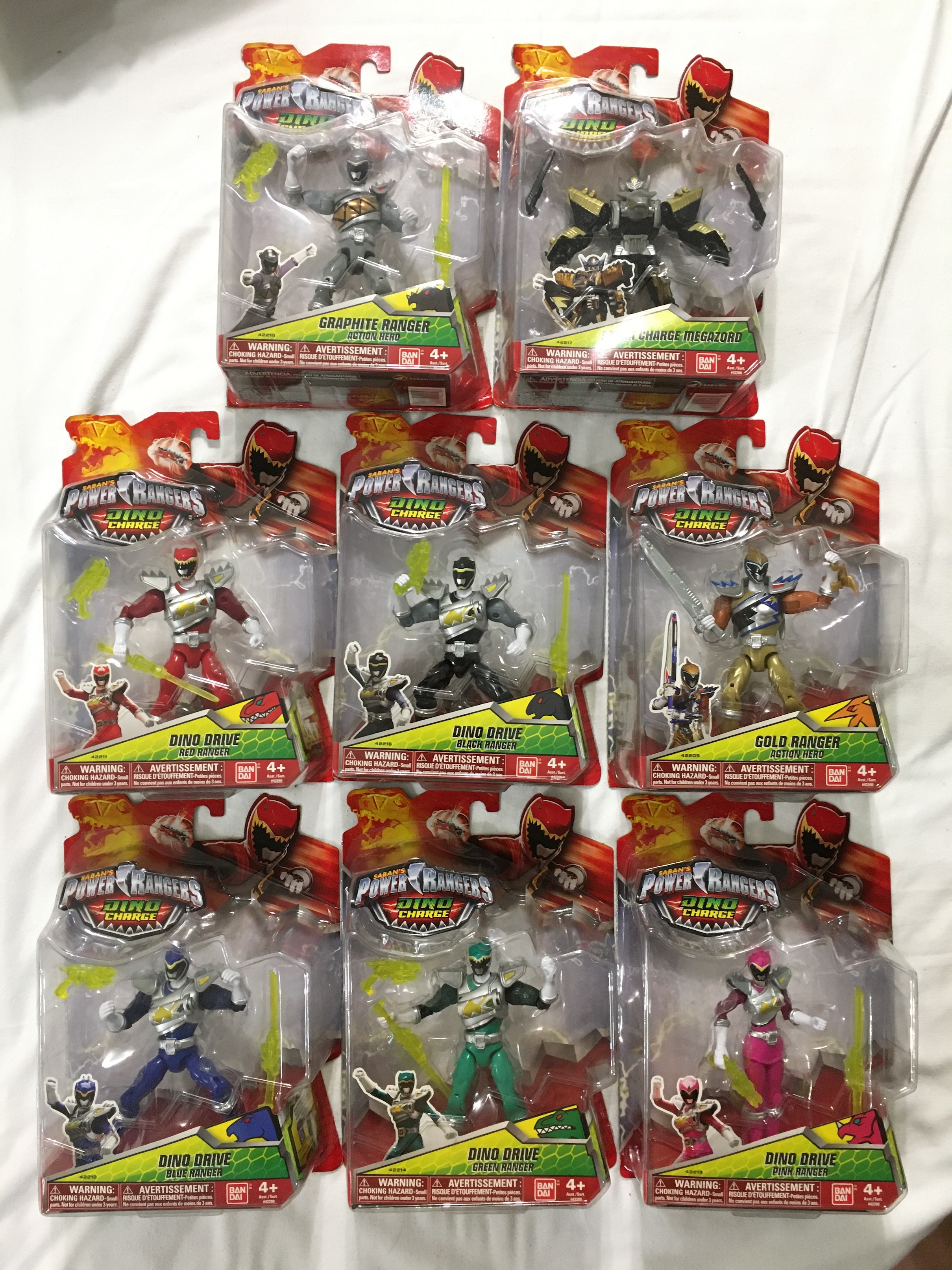 POWER RANGERS DINO CHARGE DINO CHARGER 5 INCH FIGURES (SET OF 8) BANDAI ...
