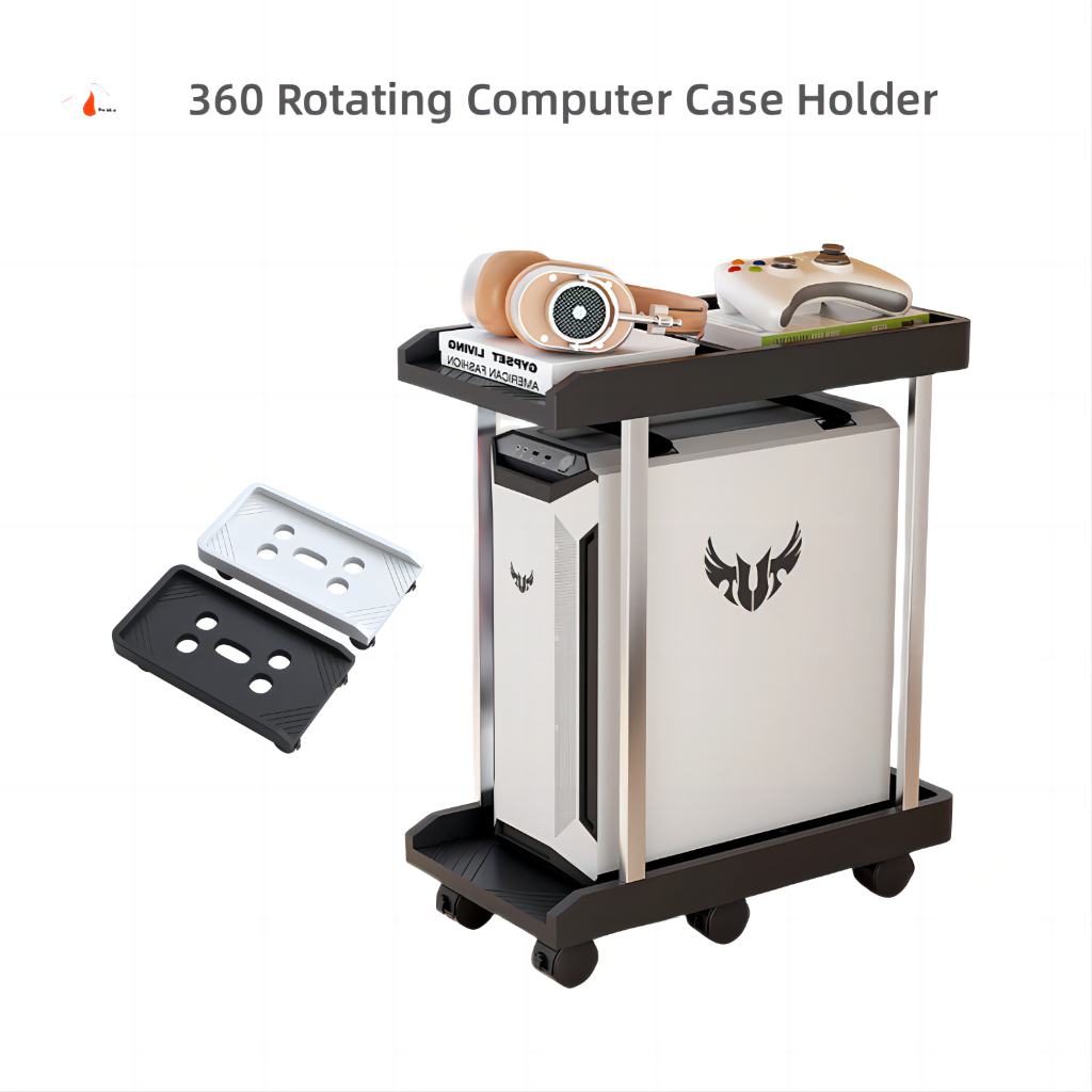 360 Rotating Computer Case Holder CPU Stand PC Base Trolley With Wheels ...