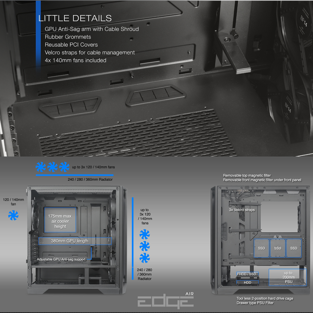 TECWARE Edge Air TG ATX Gaming Case/Casing - Black | Shopee Philippines