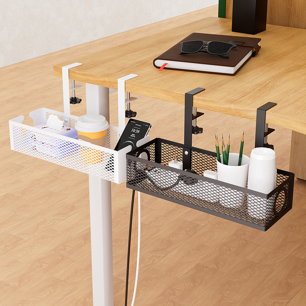 Under Desk Organizer Office Table Storage Office Organizer Shelf Desk ...