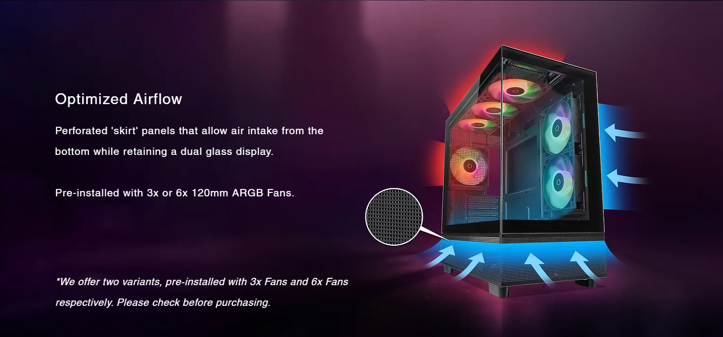 TECWARE INFINITY M ARGB M-ATX PC CASE - BLACK / WHITE (INCLUDED 6 ARGB ...