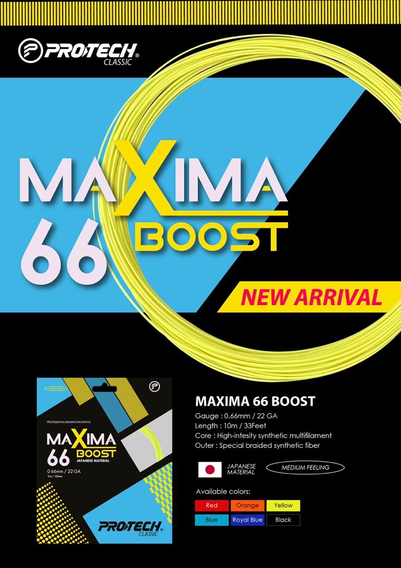 PROTECH Maxima 66 Boost Badminton String 100 Japanese Material 10colour ...