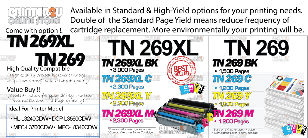 Set Compatible to Brother TN269 TN 269 269XL TN269XL Color HL L3240CDW ...