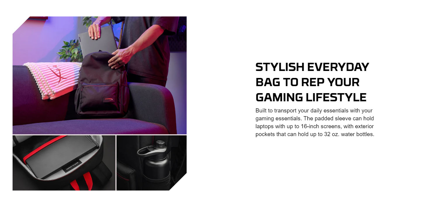 HyperX Delta Gaming Backpack - Black (16") 8C524AA | Shopee Philippines