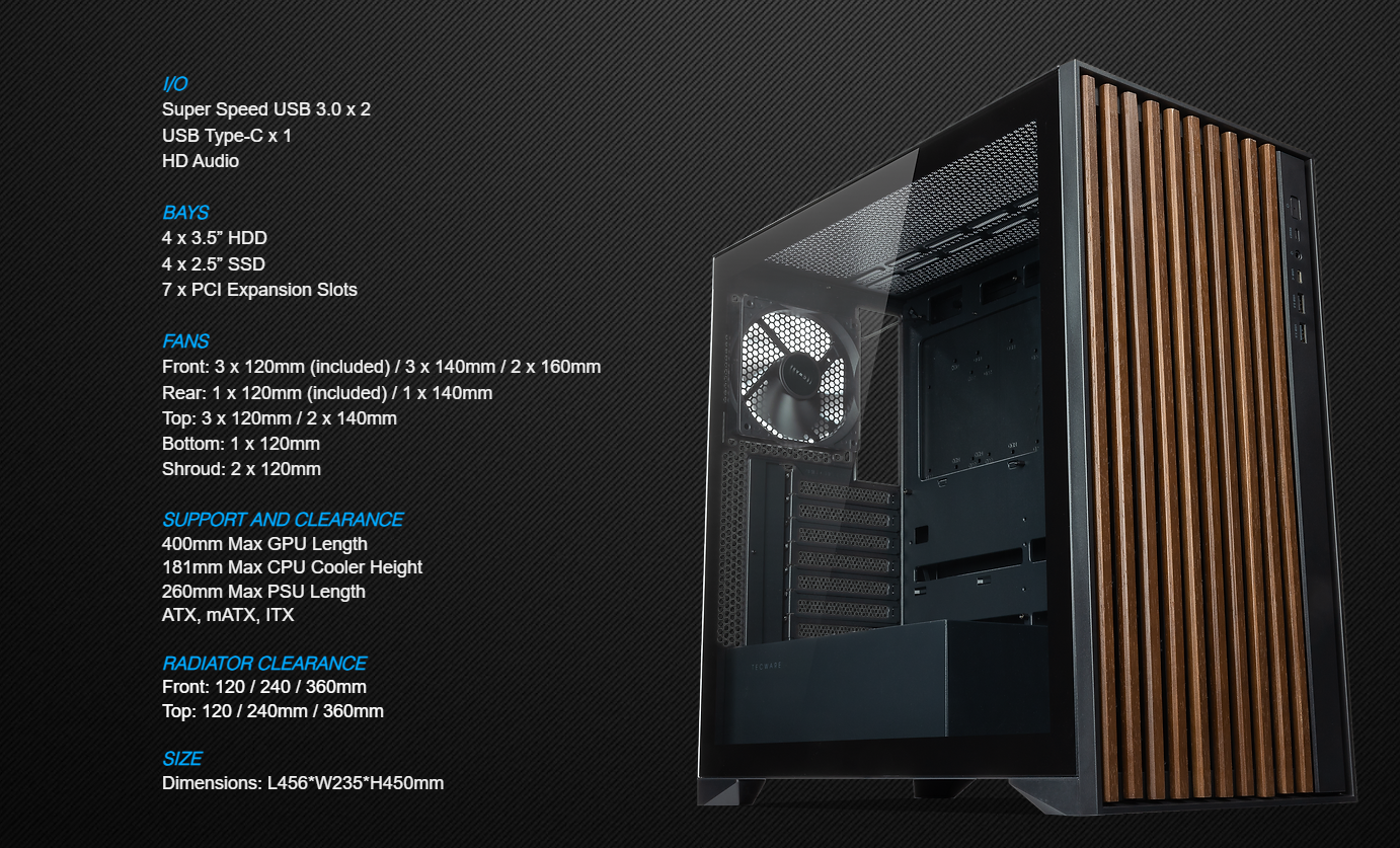 TECWARE TIMBER M (M-ATX) / TIMBER (ATX) TG DESKTOP PC CASE - BLACK ...