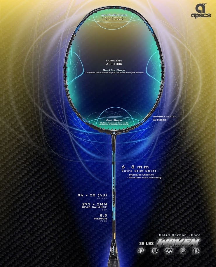 APACS Racket WOVEN Series POWER/SPEED/CONTROL ( 35LBS ) 6.8mm SLIM ...