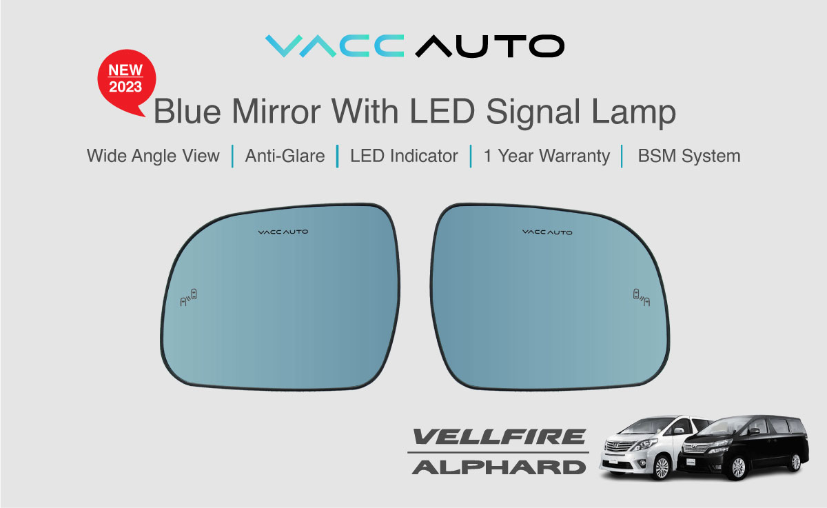 VACC AUTO Anti Glare Blue Mirror with LED Signal Lamp BSM System For ...