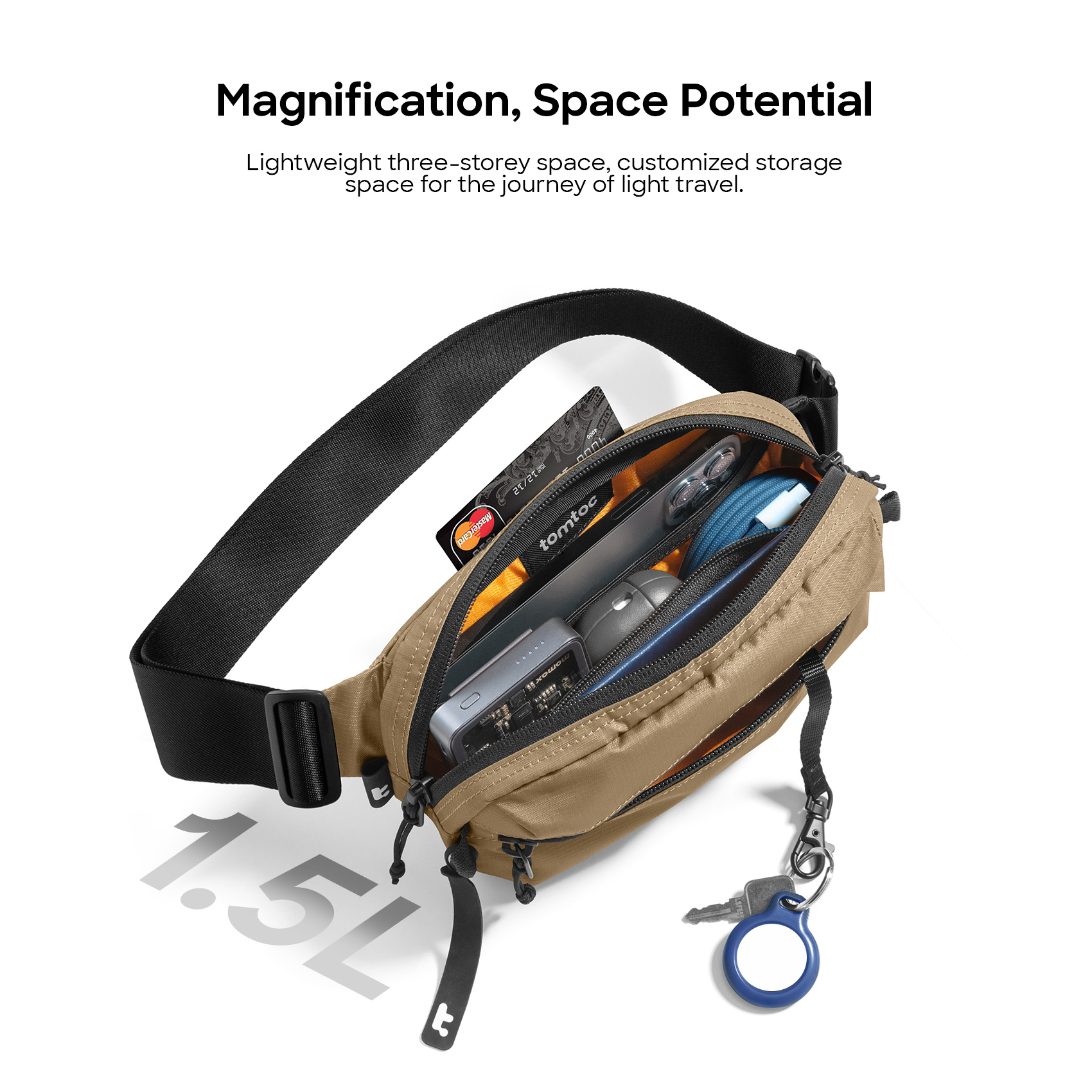 tomtoc T33 Chest Bag RFID Protection Sling Bag Men Crossbody Bag Daily ...
