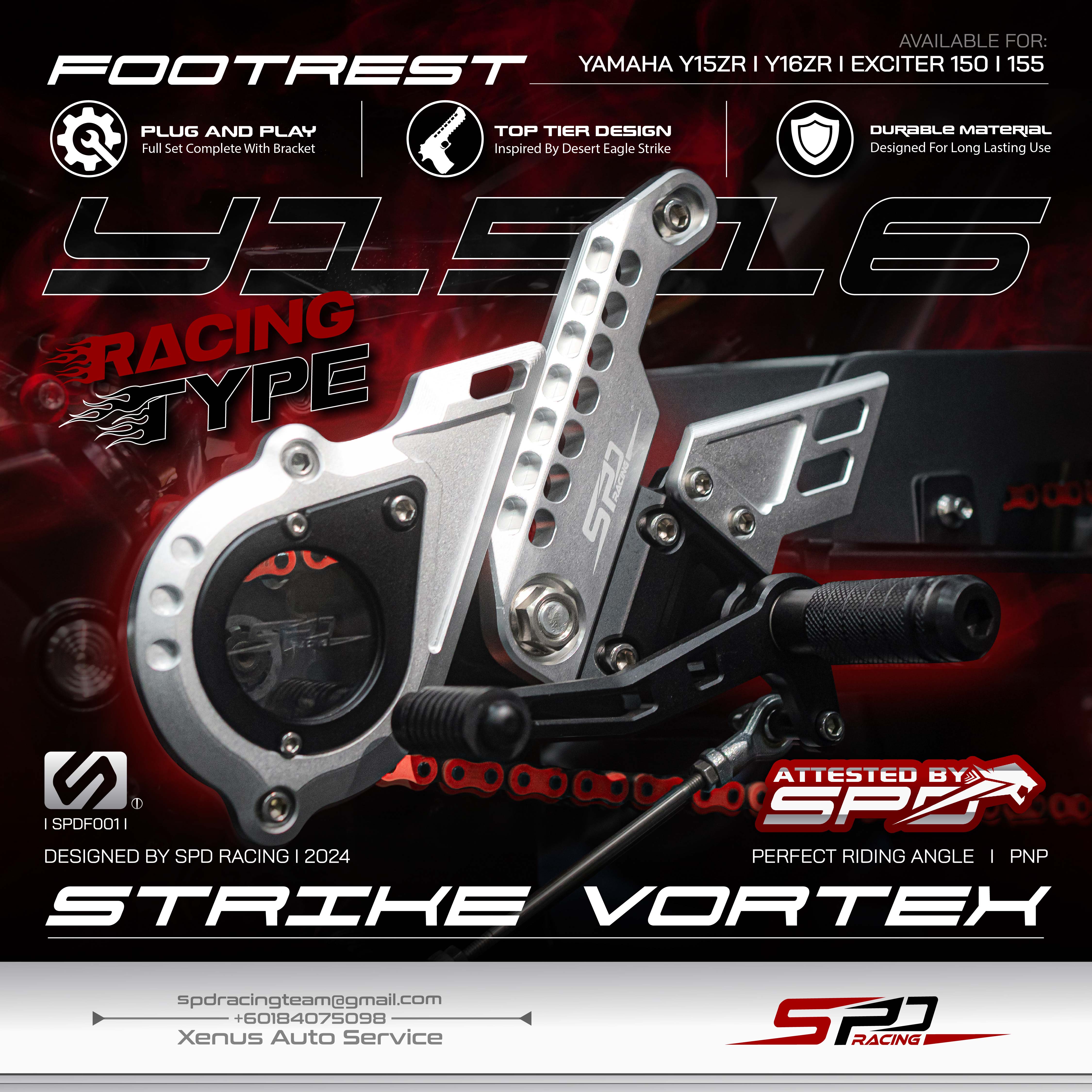 SPD Single Footrest Front Foot rest Set Strike Vortex + Side Stand ...