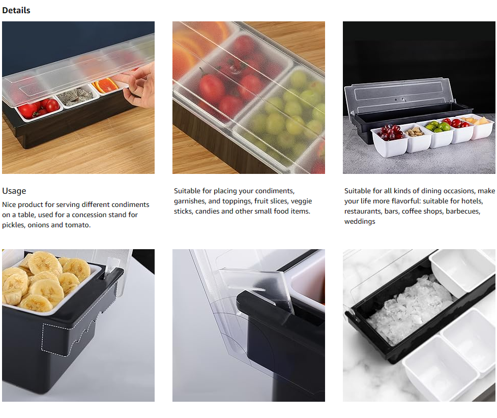 Condiments Dispenser 3/4/5/6 Compartments Holder Spice Fruits Food ...