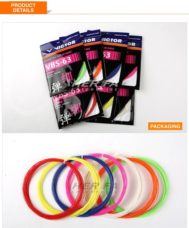VICTOR VBS-63 Badminton String 100 7colour Tali Racket Badminton VBS 63 ...