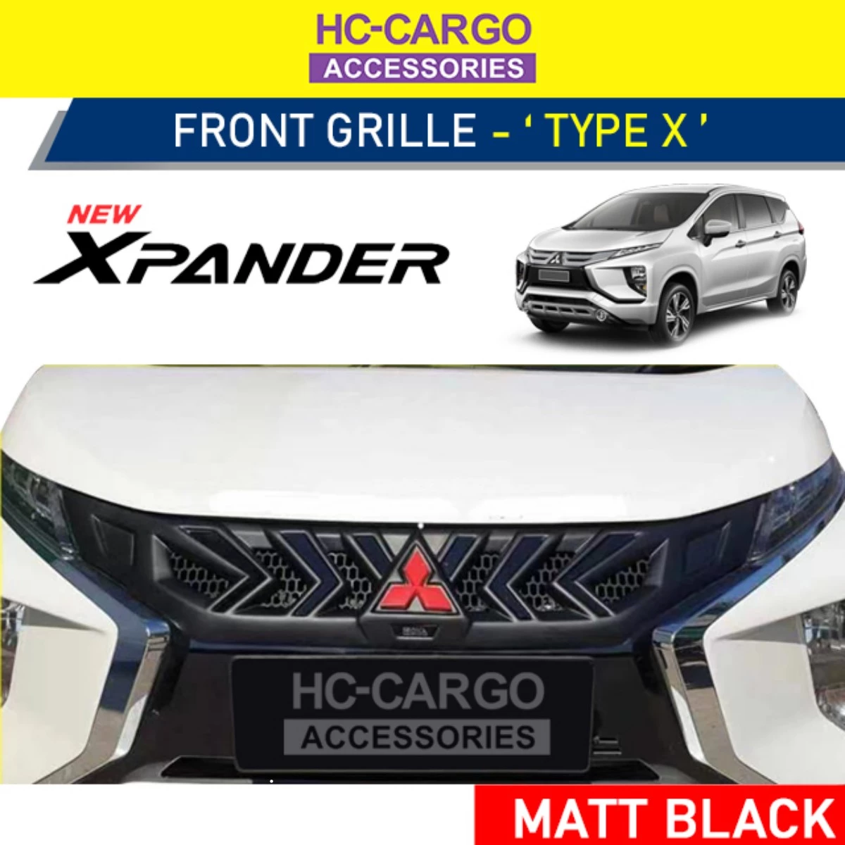 Mitsubishi Xpander Sarong Front Grill Grille ABS With Paint Black PNP ...