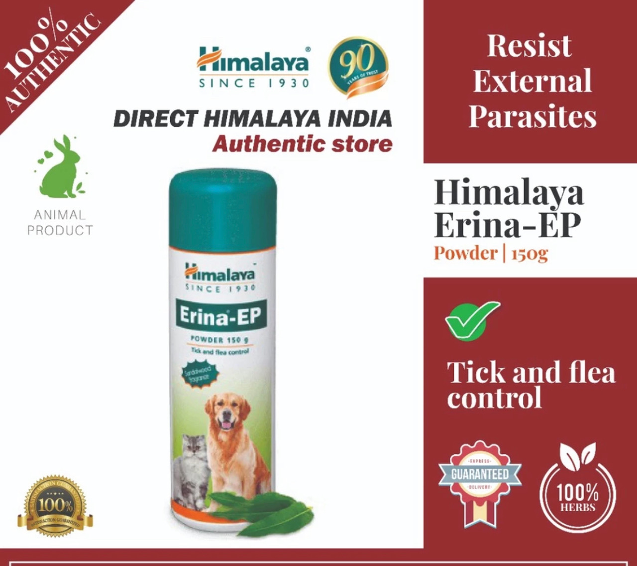 HIMALAYA Erina-EP Powder 150g For Cats & Dogs (Tick and flea control ...