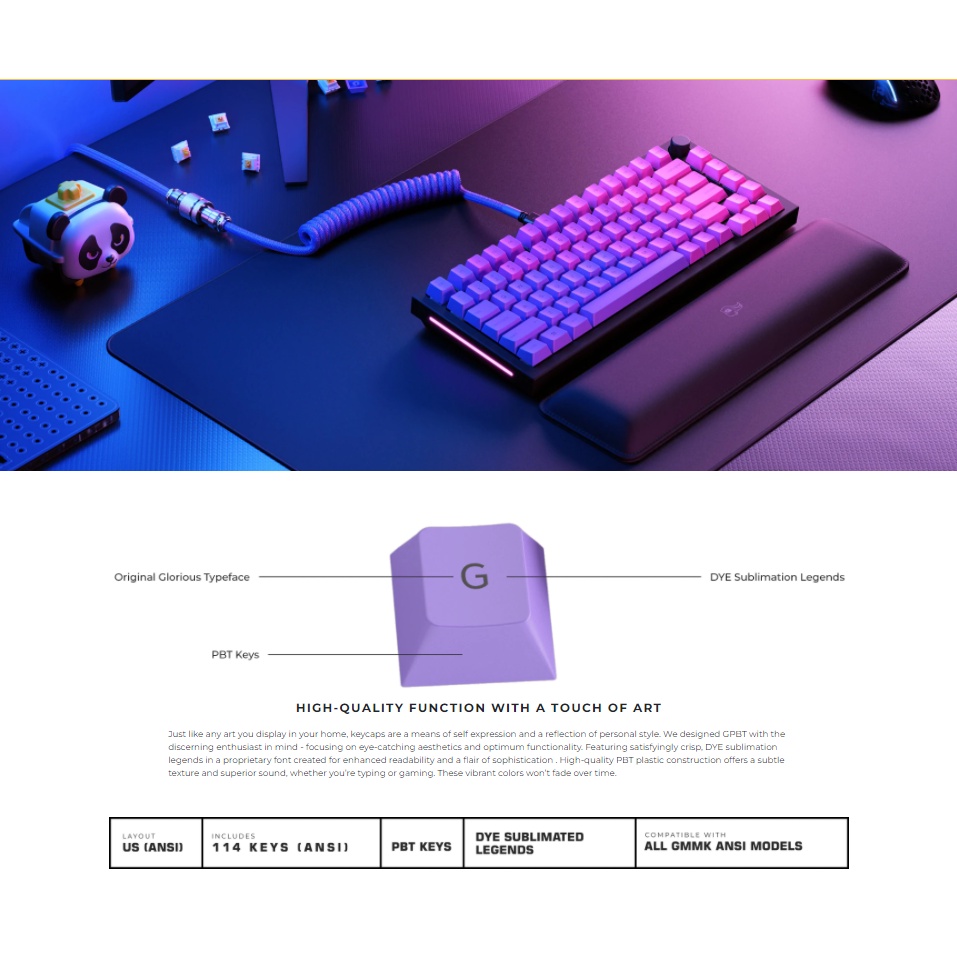 Glorious GPBT PBT Keycaps (GMMK Pro Accessories) Mechanical Keyboard ...