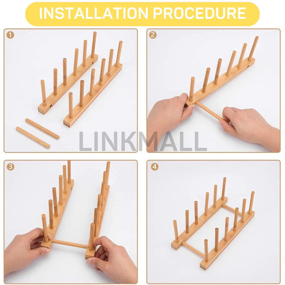 Link Wooden Dish Rack Dish Drainer Bamboo Rack Rak Pinggan&Mangkuk ...