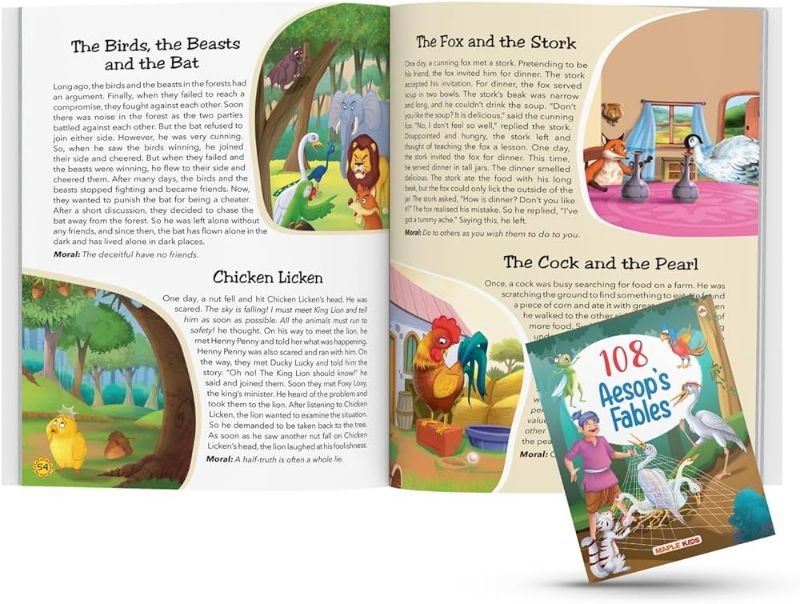 108 Aesops Fables Story Book for Children Age 5 to 12 / Buku Cerita ...