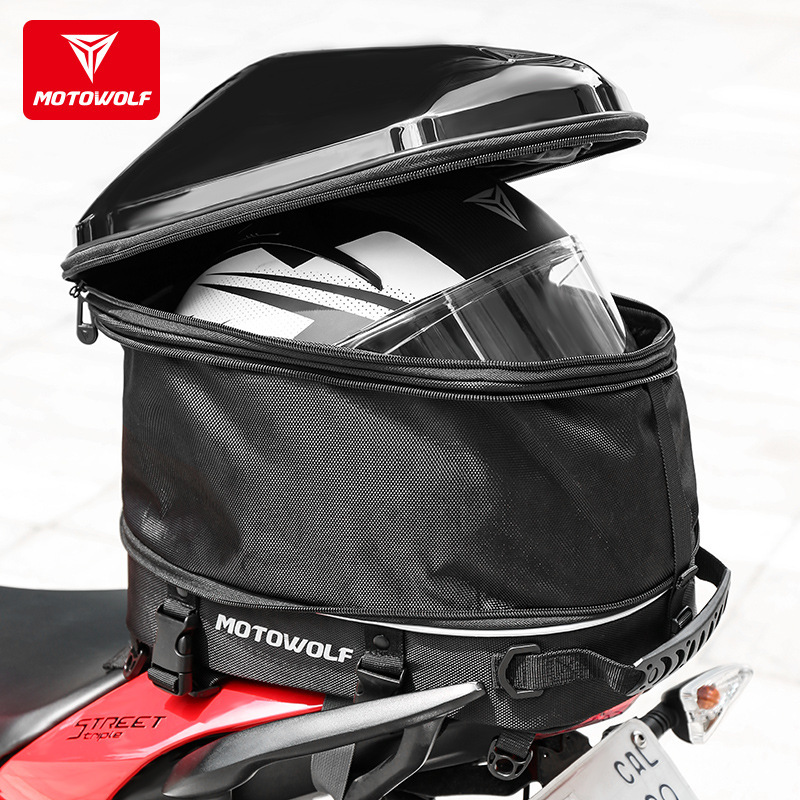 MOTORWOLF MDL 0705 Motorcycle Tail Bag Rear Seat Bag Hard Shell Helmet ...