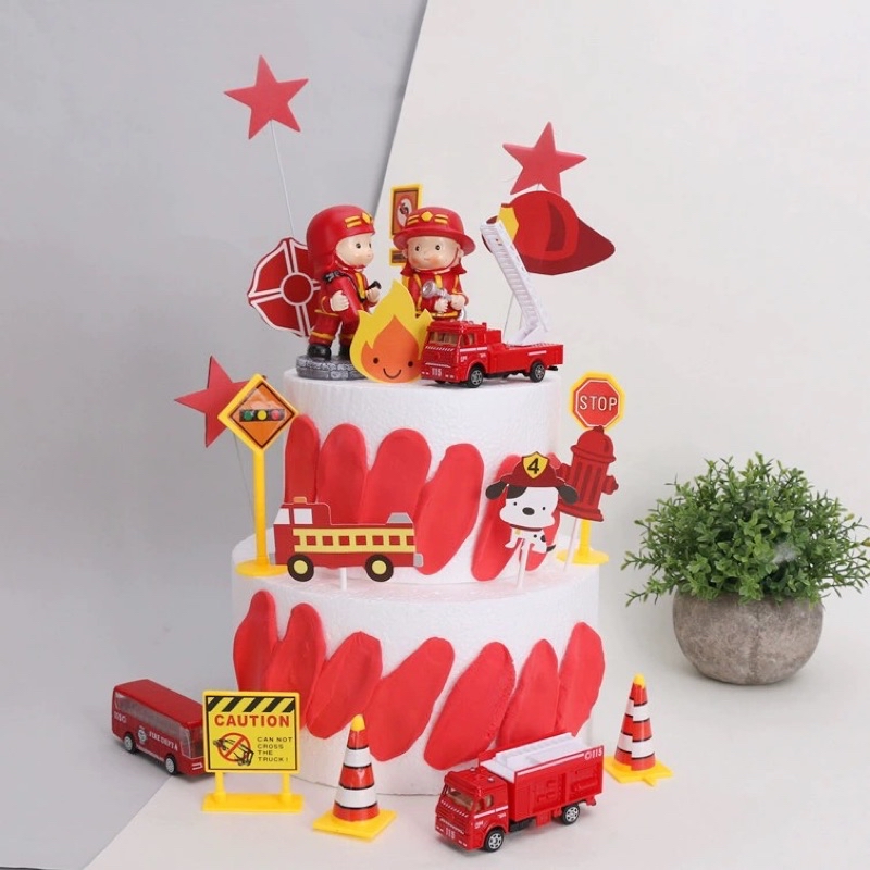 in JB - FIRE TRUCK/FIRE ENGINE Theme Cake Toppers BOMBA Cake Decoration ...