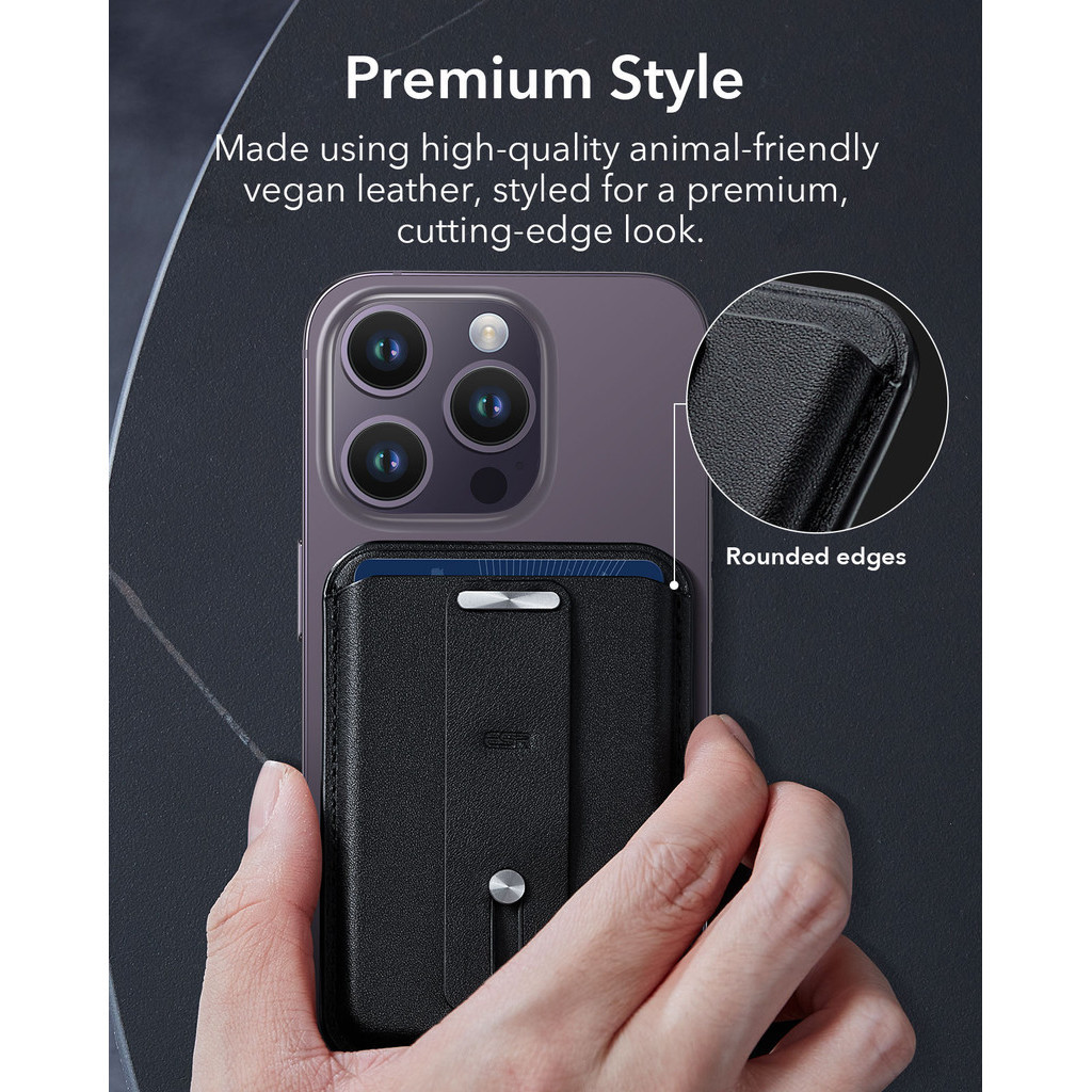 ESR HaloLock Magnetic Vegan Leather Wallet with Magnet Compatible and Finger-loop Grip - 2K612 ...
