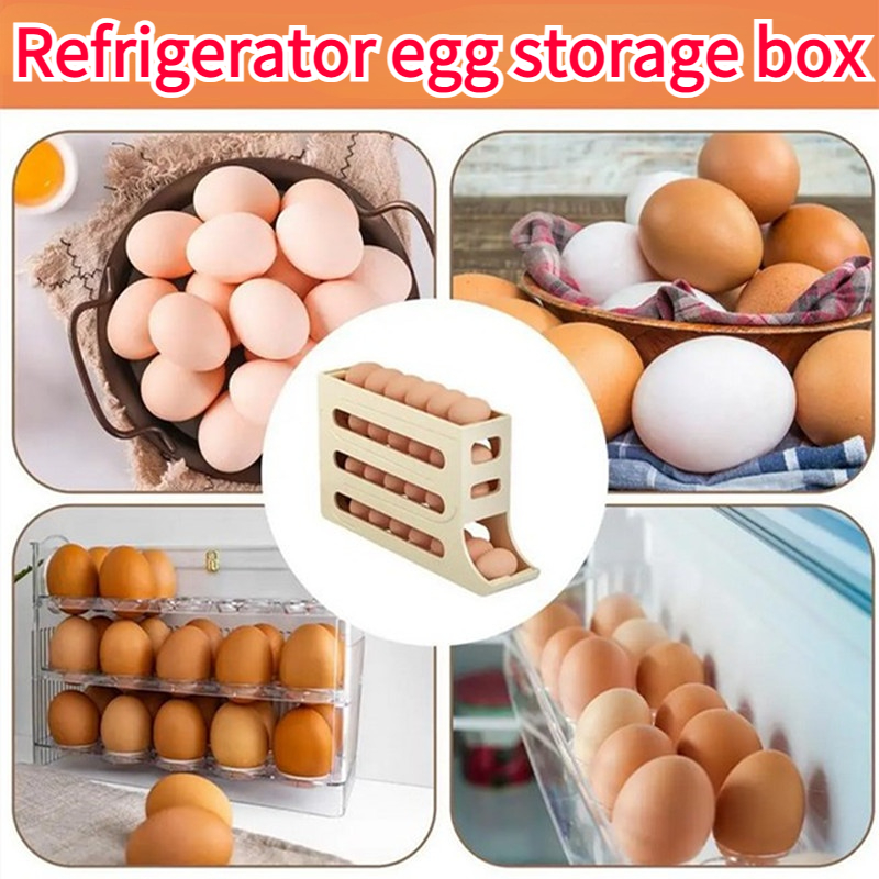 32 Grid Egg Storage Racks Kotak Simpan Telur 4 Tier Egg Organizer Drop ...
