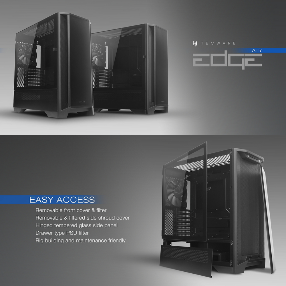 TECWARE Edge Air TG ATX Gaming Case/Casing - Black | Shopee Philippines