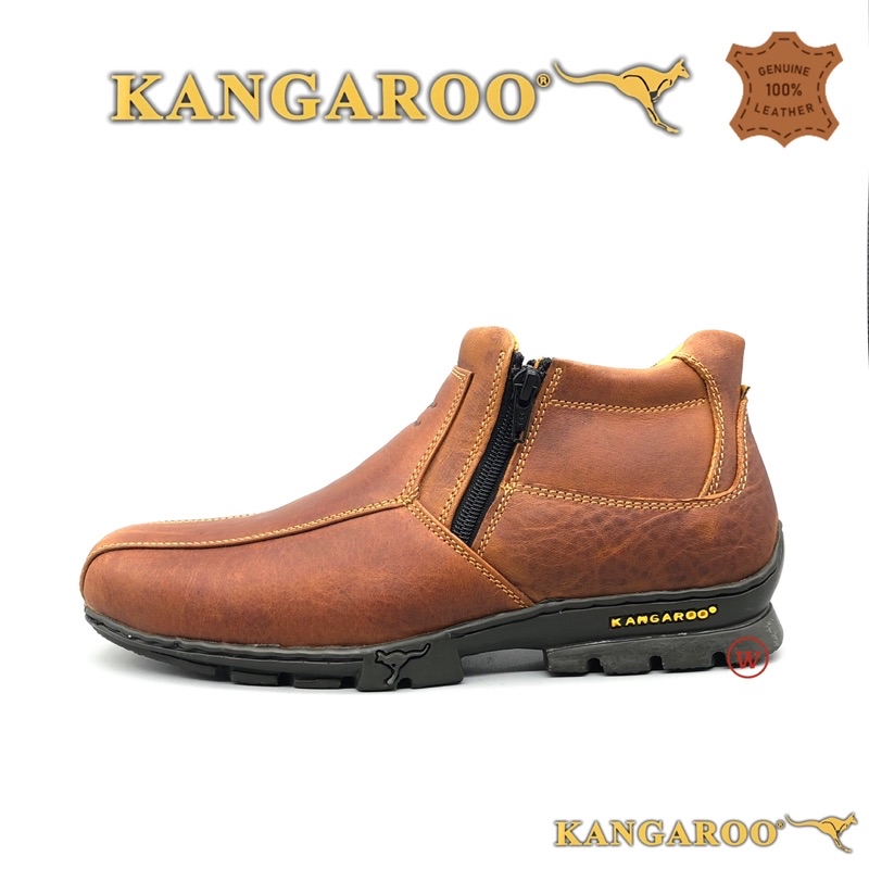 New Arrivals Kangaroo Men’s Premium Leather Mid-Cut Duo-Zip Boots Shoe ...