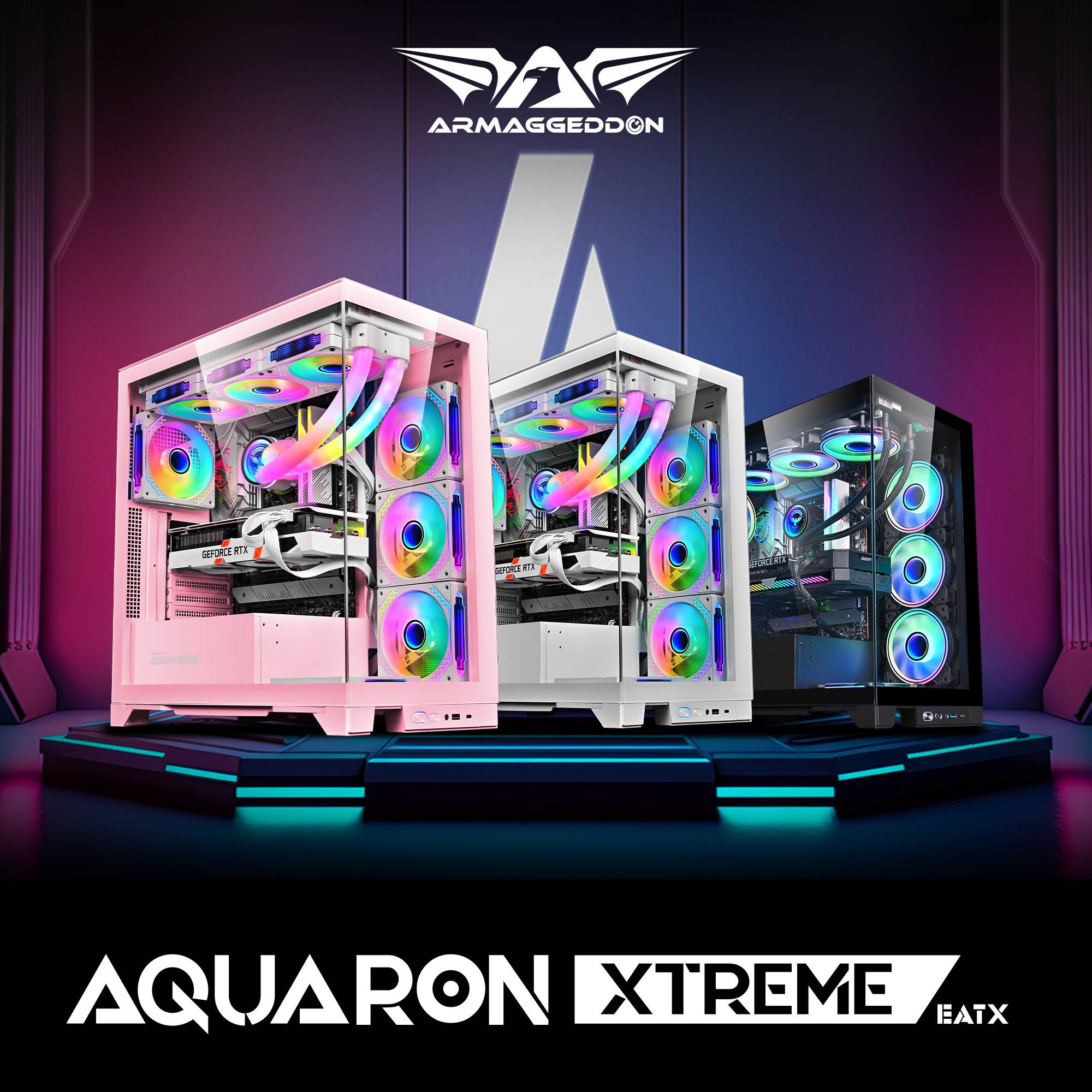 Armaggeddon Aquaron Xtreme E-ATX Transparent view PC Case - Black/Pink ...