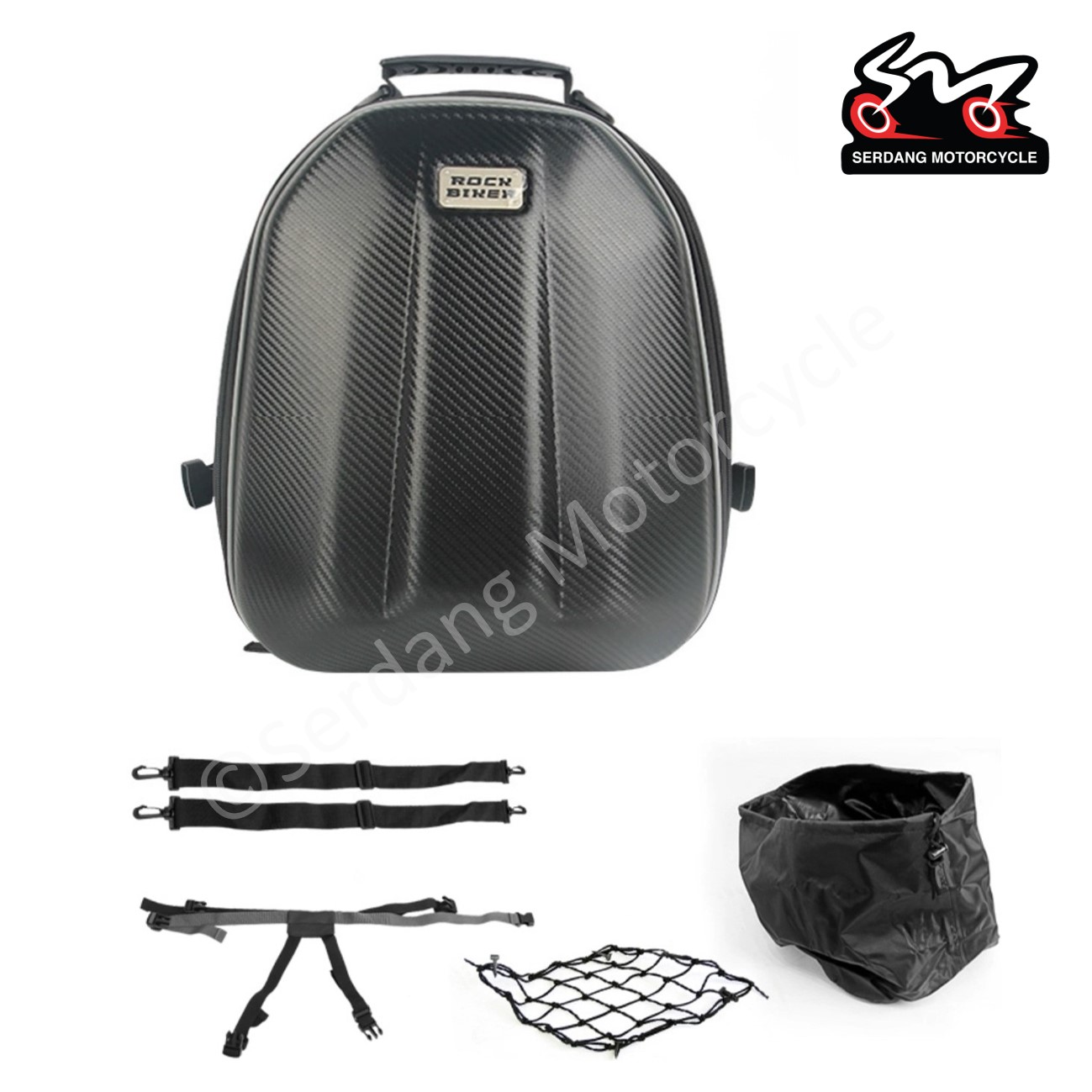 ROCK BIKERS RBB035 Rear Seat Sling Backpack Bag Tail Top Case Full Face ...