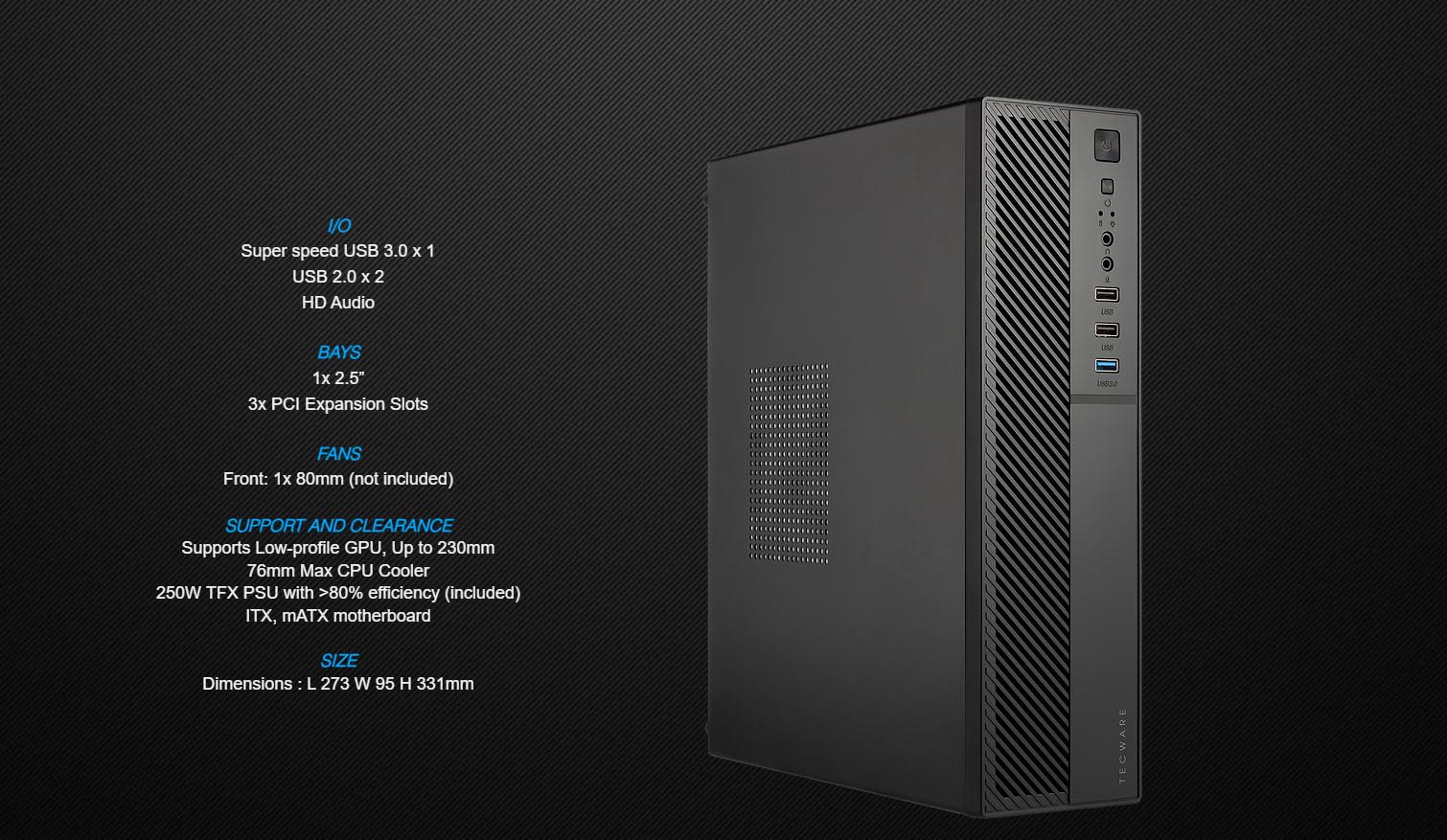 Tecware Core Mini SFF M-ATX With PSU PC Case (250W) | Shopee Philippines