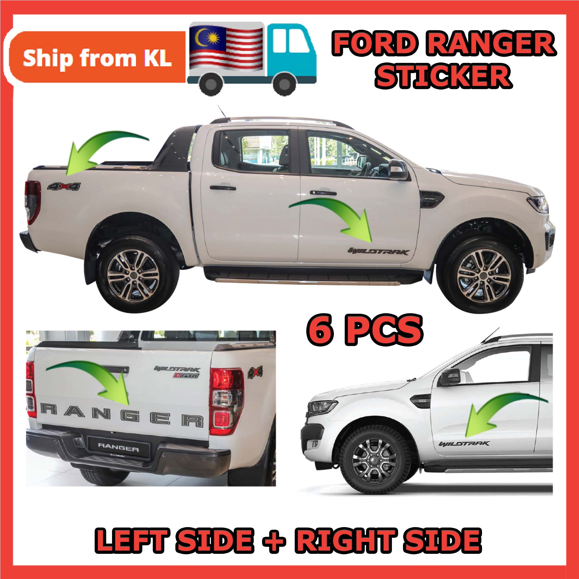 FORD RANGER Sticker Body Car Side Lining Decal 12 Designs Raptor ...