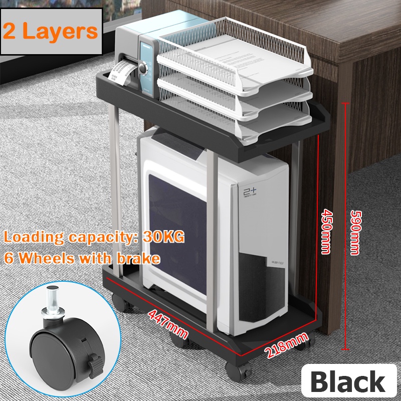 360 Rotating Computer Case Holder CPU Stand PC Base Trolley With Wheels ...
