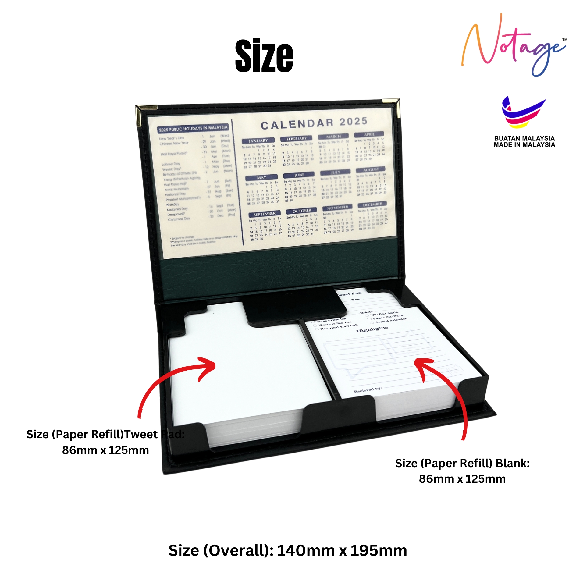 Double Memo Box with Plain sheets and Message pads PVC Memo Box for ...