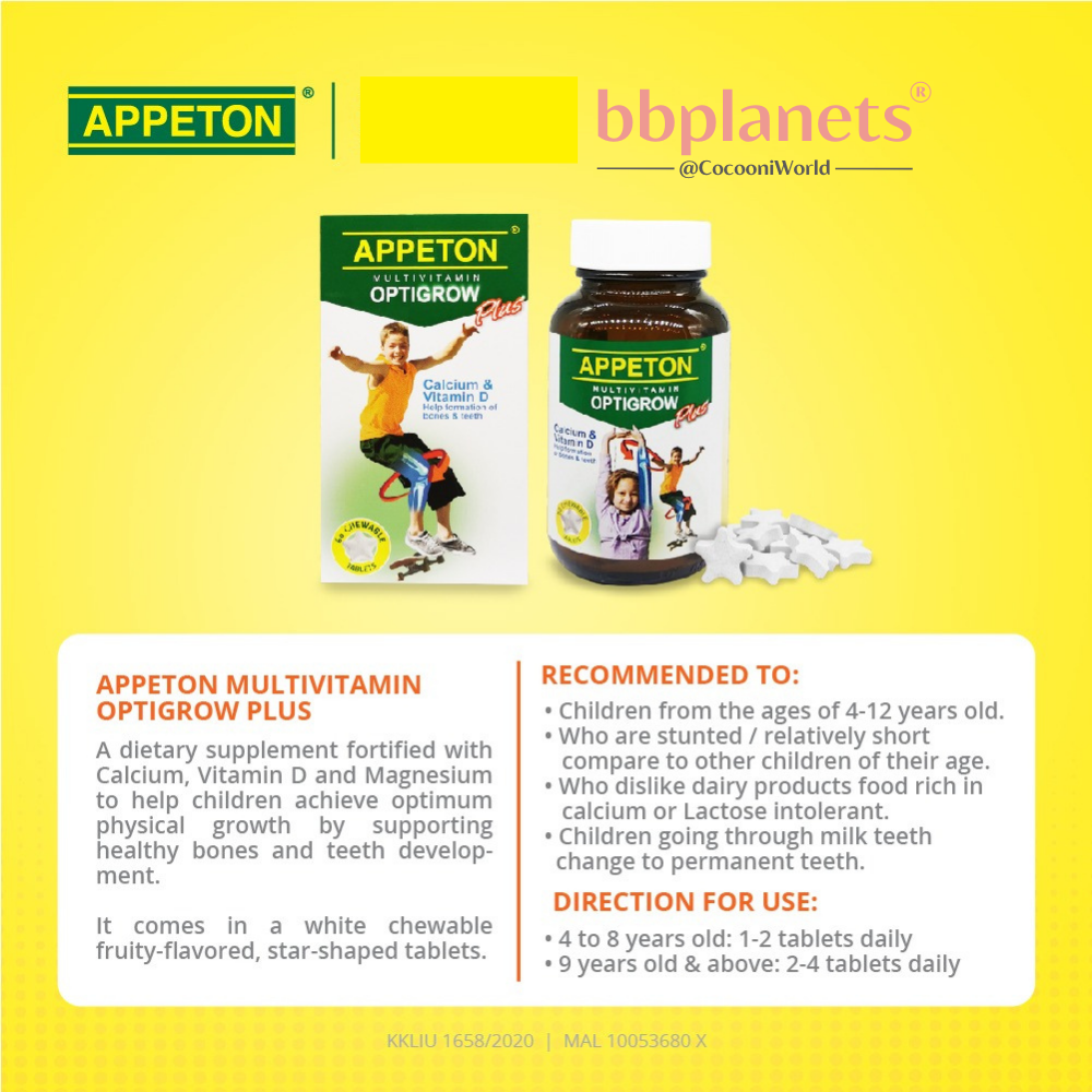 Appeton Essentials Multivitamin Optigrow PLUS Chewable Tablets 60's ...