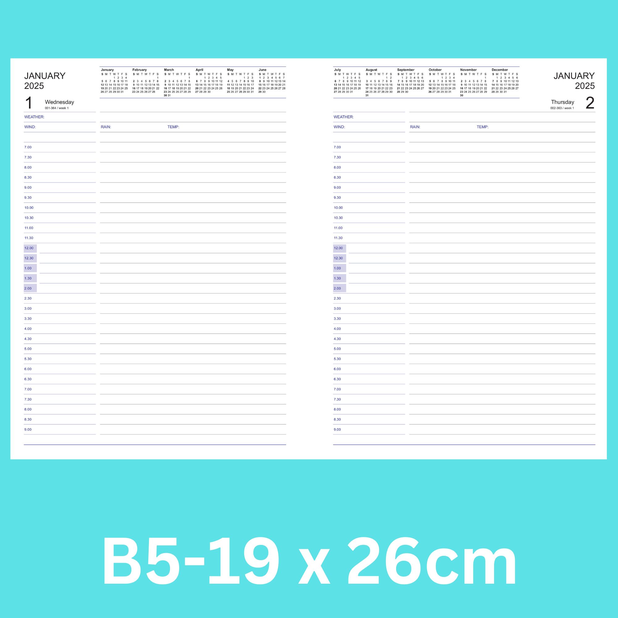 2025 Diary A4 A5 One Day A Page diary, 392pages thick appointment book ...