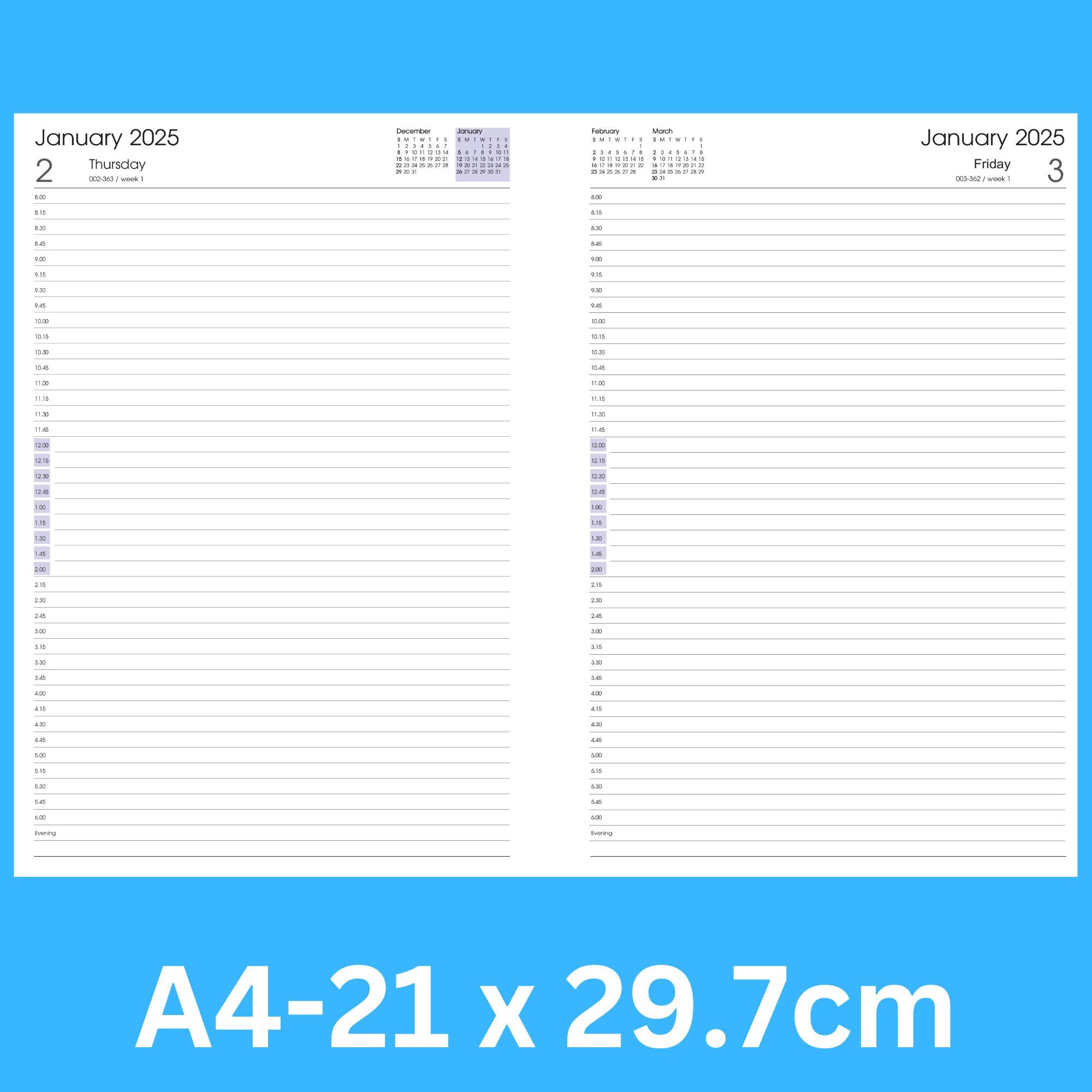 2025 Diary A4 A5 One Day A Page diary, 392pages thick appointment book ...